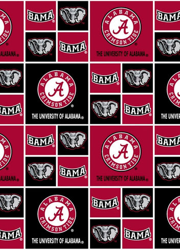 Alabama Crimson Tide NCAA Bama Box Cotton Fabric AL-020 – US Fabric Shop