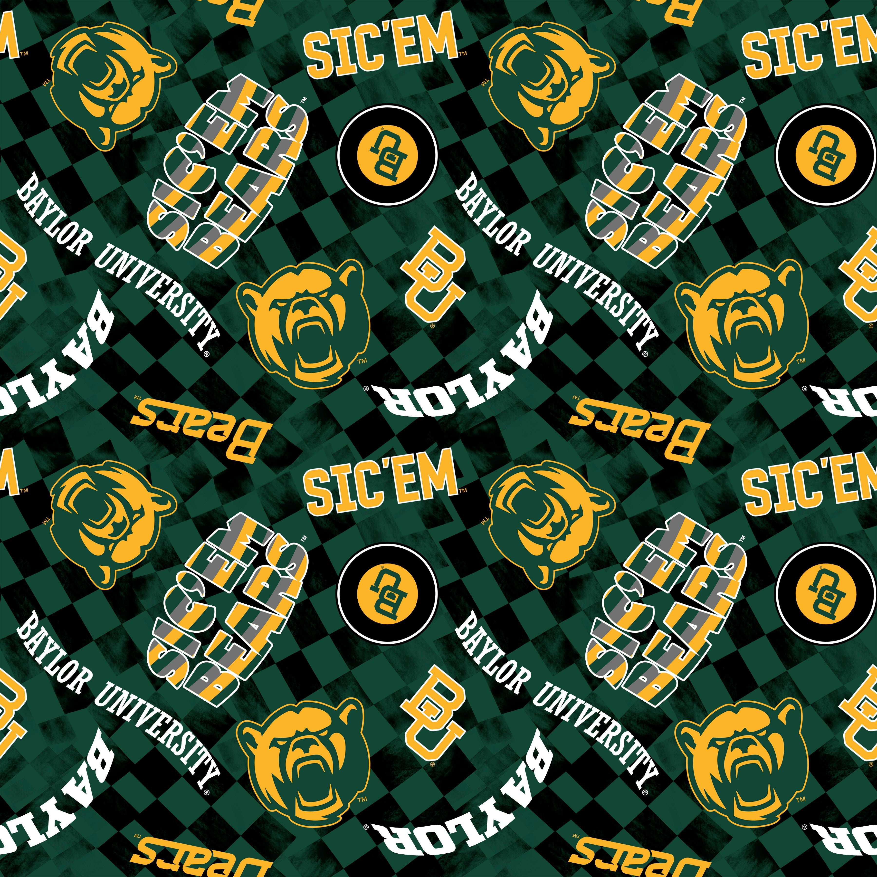 Baylor Bears NCAA College Checks Green Sykel Enterprises Canvas Duck C ...