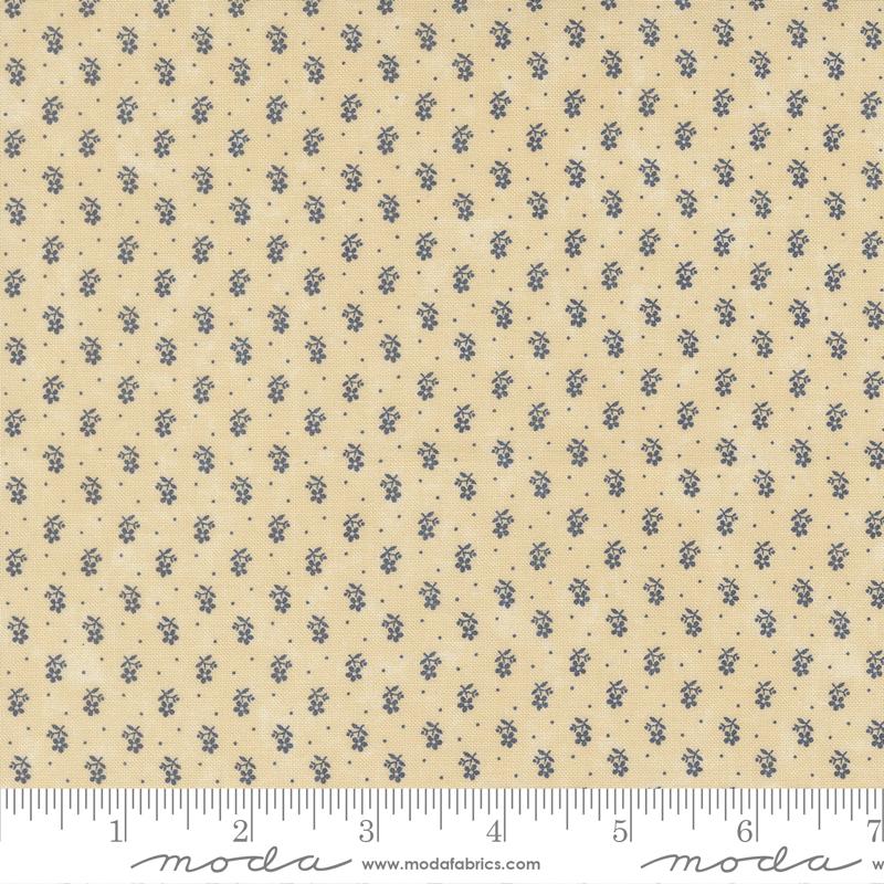 Bluebirds Nest Tiny Buds Small Floral Tan Kansas Troubles Quilters Mod ...
