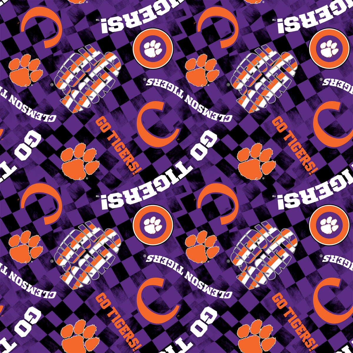 Clemson Tigers NCAA College Checks Purple Sykel Enterprises Canvas Duc ...