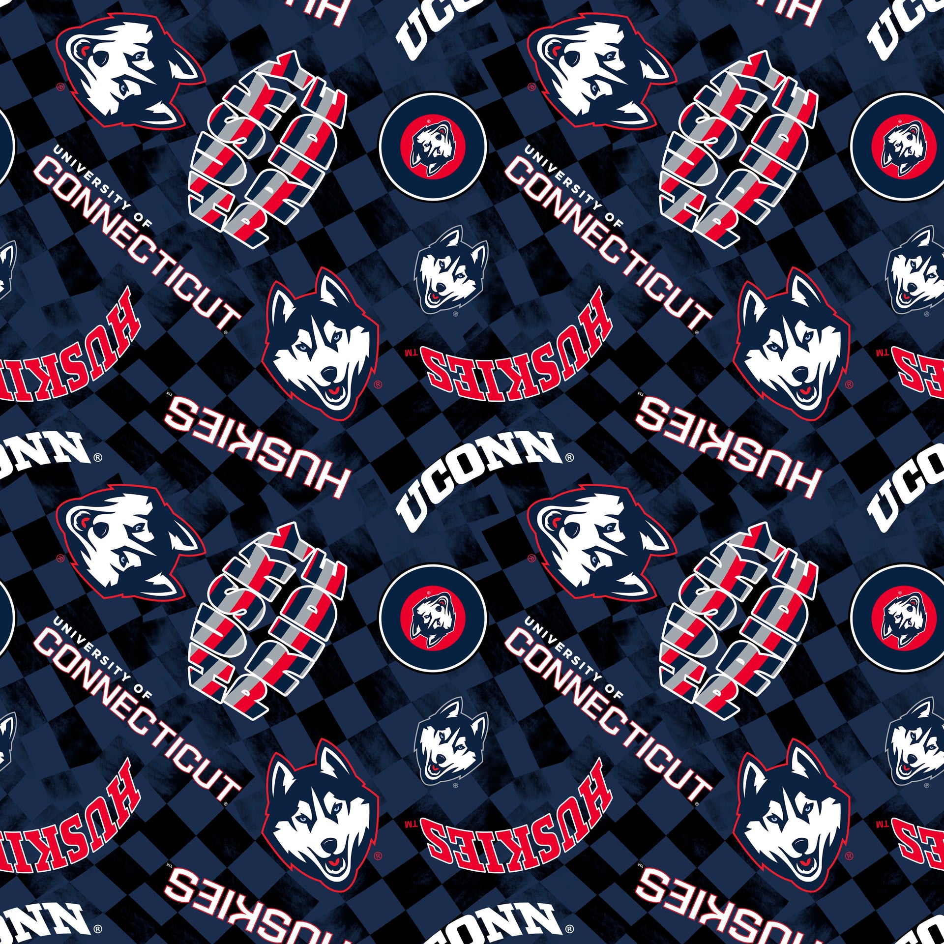 Connecticut Huskies NCAA College Checks Blue Sykel Enterprises Canvas ...