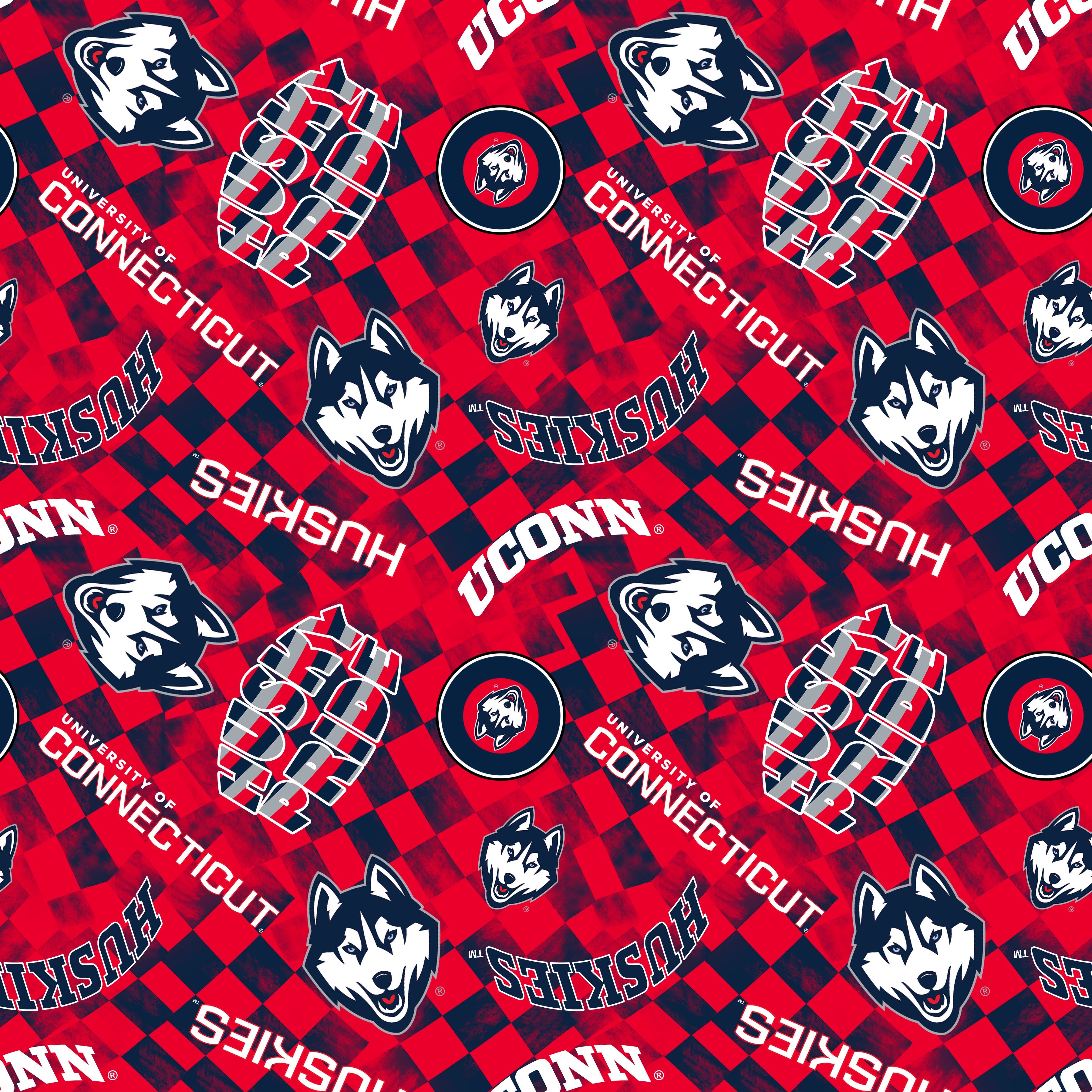 Connecticut Huskies NCAA College Checks Red Sykel Enterprises Canvas D ...