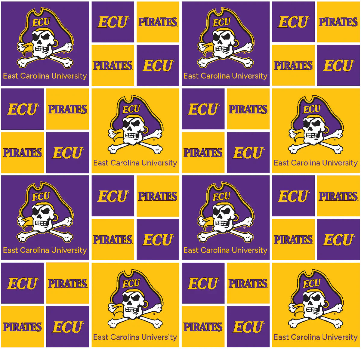 East Carolina Pirates NCAA College Blocks Sykel Enterprises Cotton fab ...