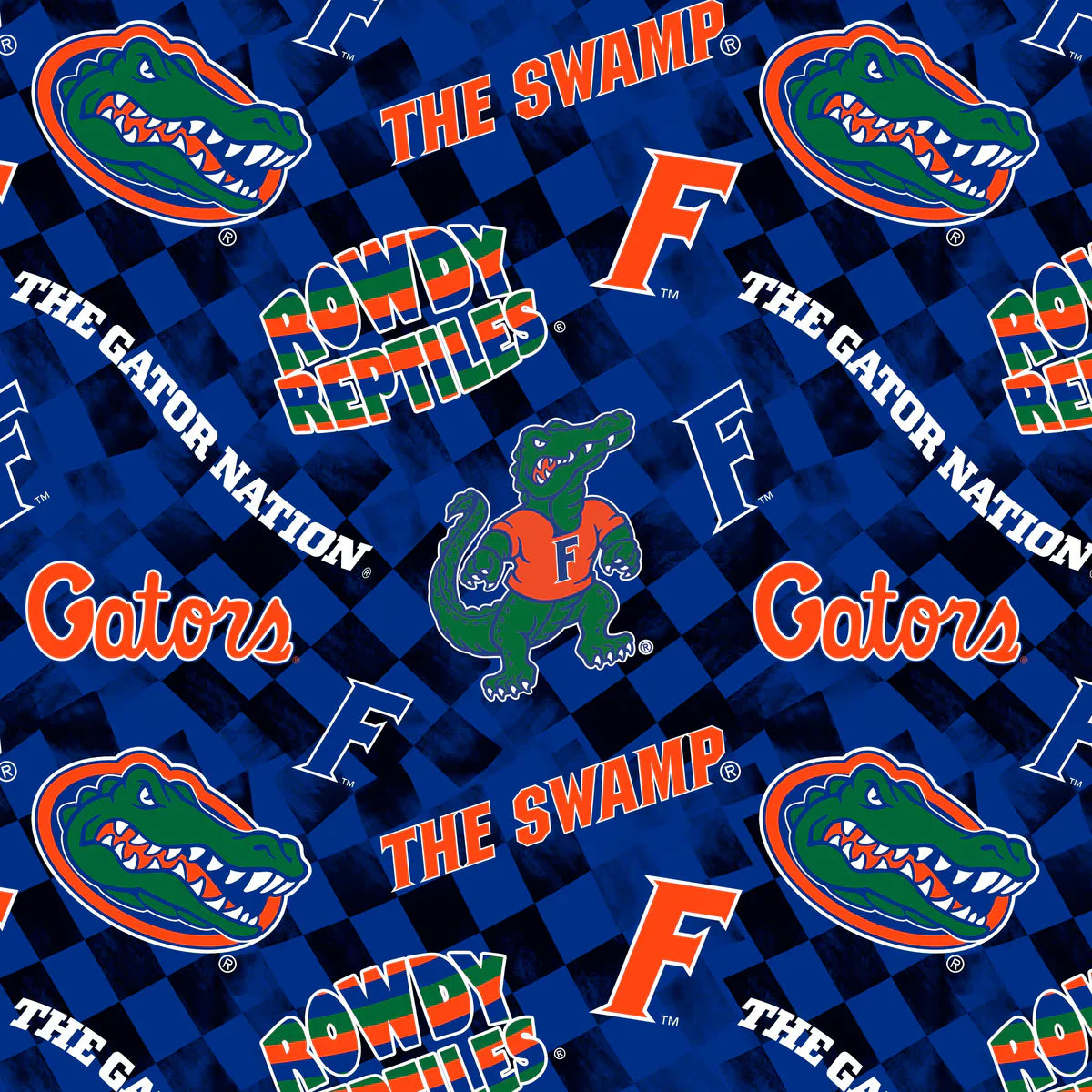 Florida Gators NCAA College Check Allover Sykel Cotton Fabric FL-1370 ...