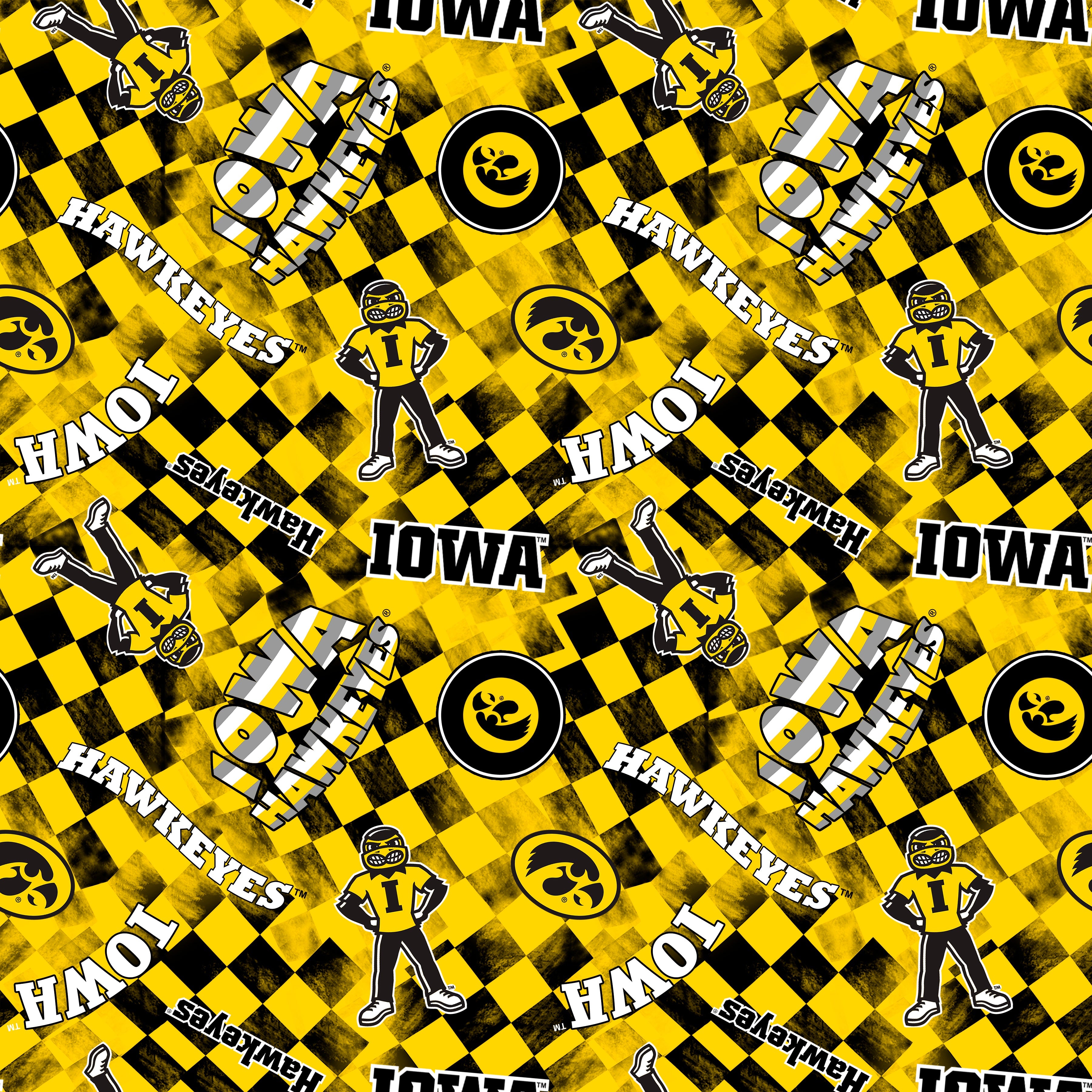 IOWA Hawkeyes NCAA College Checks Yellow Sykel Enterprises Canvas Duck ...
