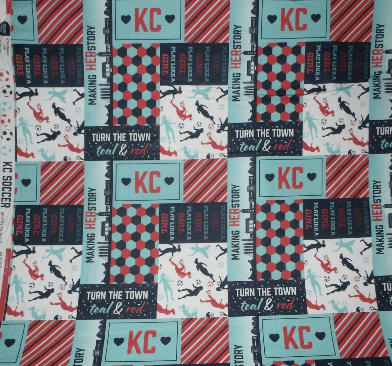 KC Soccer Turn the Tow Teal Paintbrush Studios Cotton Fabric PBS-120-2 ...