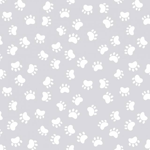 Kitty the Cat Paw Prints Light Grey Susybee Clothworks Cotton Fabric C ...