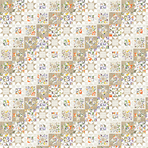 Locally Grown Star Blocks Multi Beth Albert 3 Wishes Cotton Fabric 3W ...
