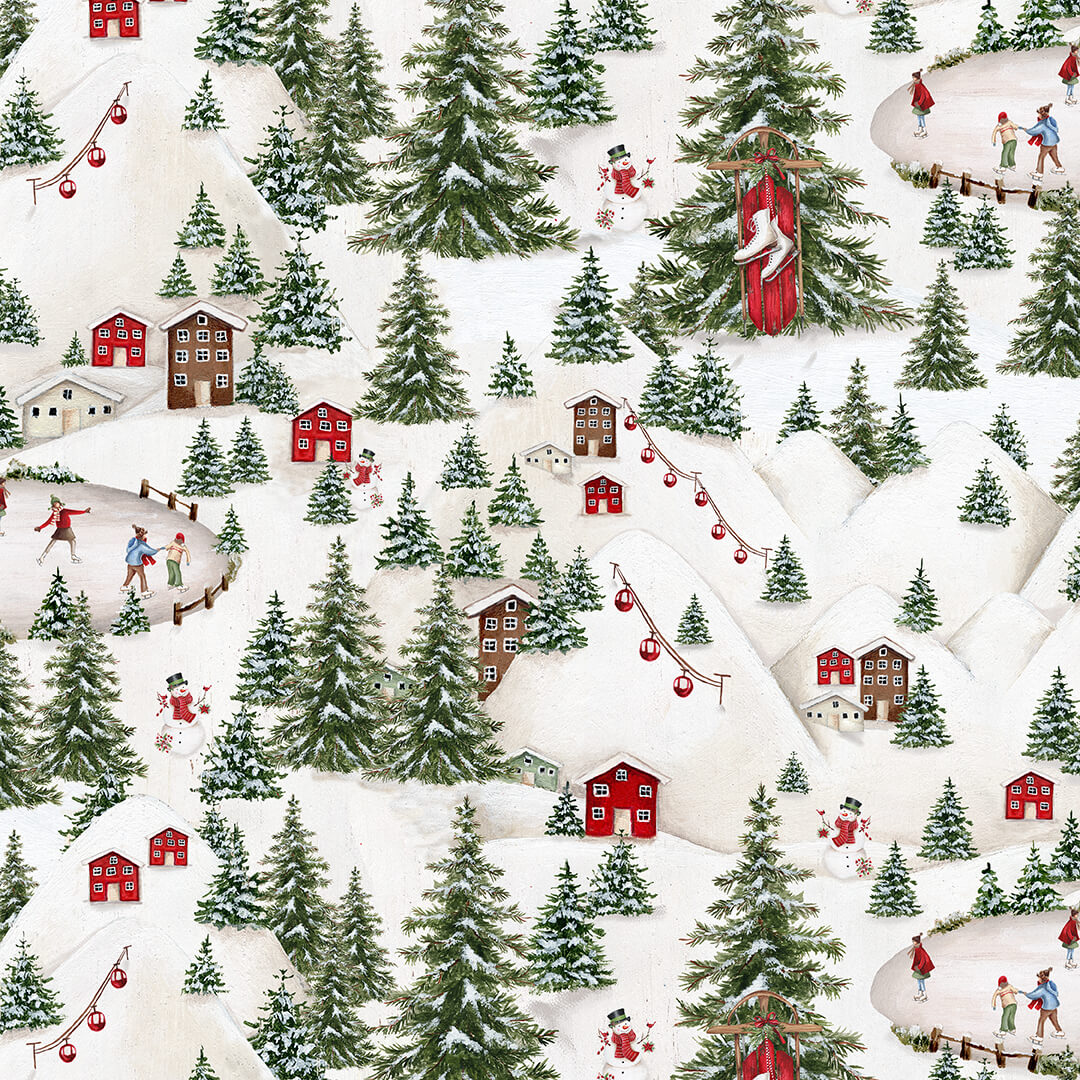 Making Spirits Bright Winter Scenic Tree Home White Emma Leach Blank Q ...