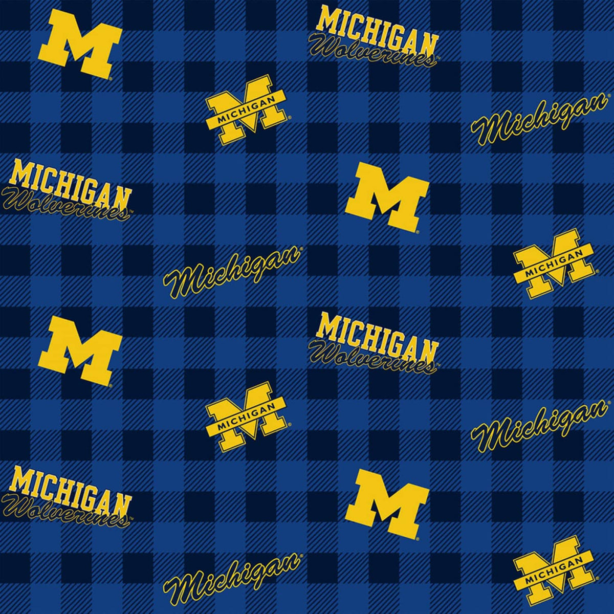 (SOLD PER BOLT) Michigan Wolverines NCAA College Buffalo Plaid Sykel E ...
