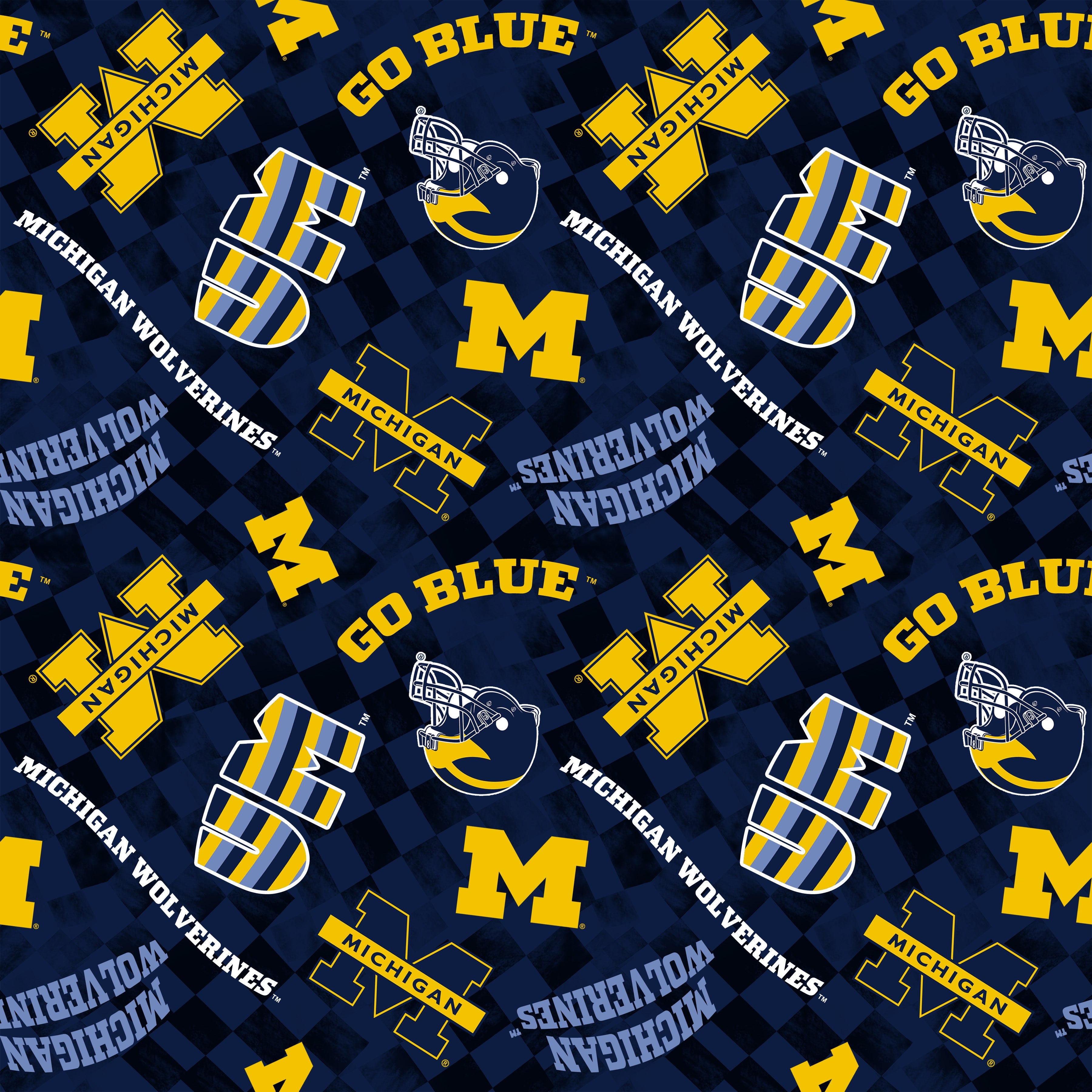 Michigan Wolverines NCAA College Checks Blue Sykel Enterprises Canvas ...