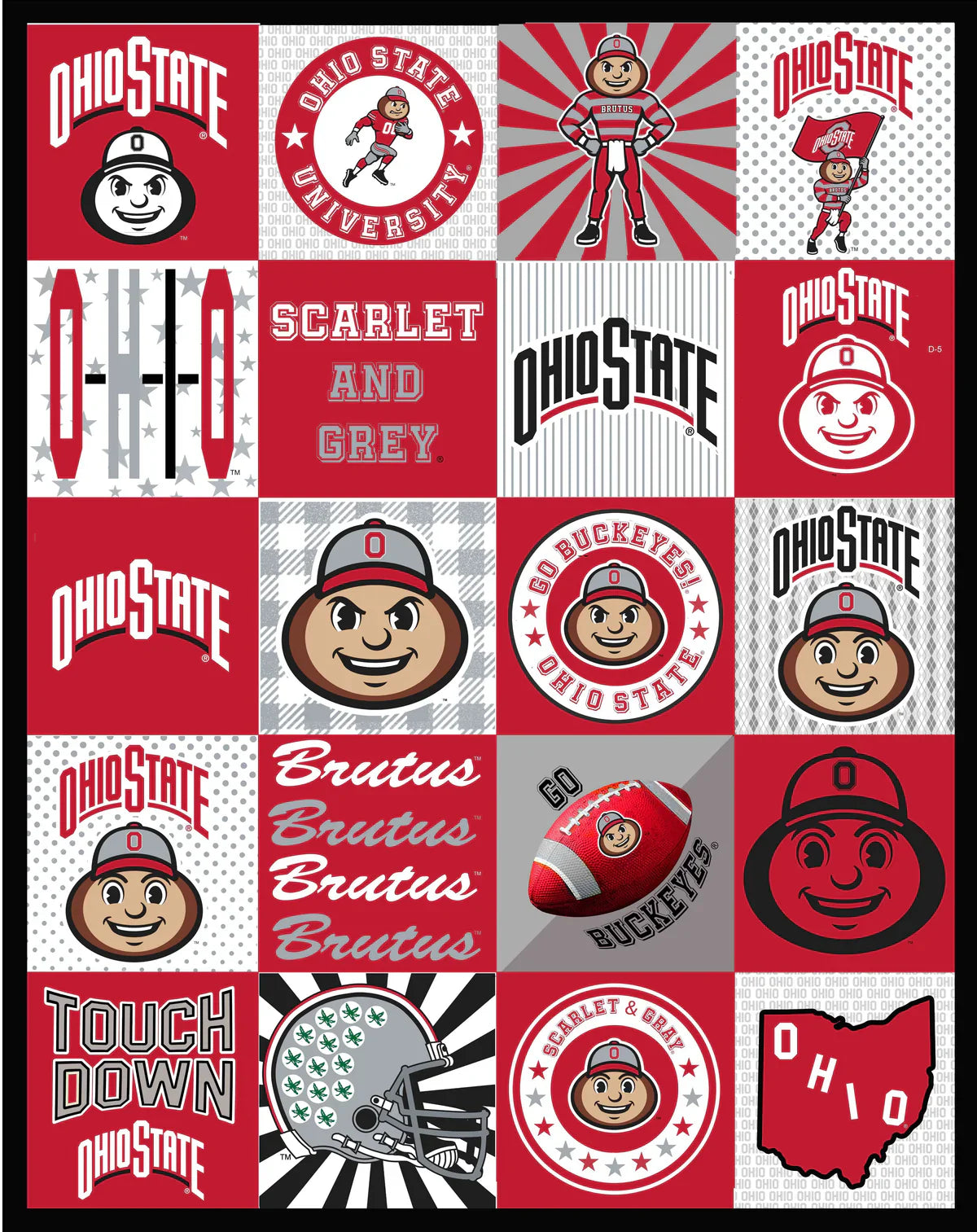 Ohio State Buckeyes NCAA College Collegiate T-Shirt Panel 60"x60" Syke ...