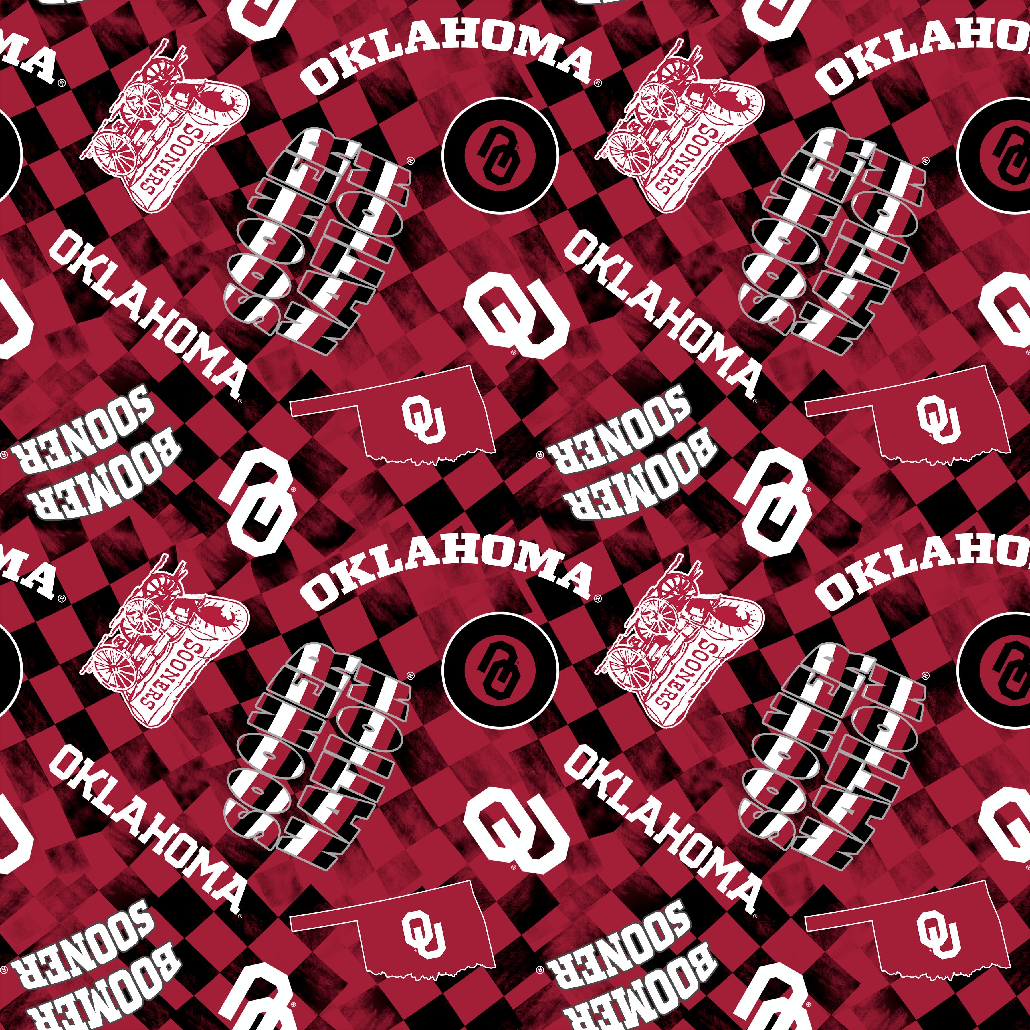Oklahoma Sooners NCAA College Checks Red Sykel Enterprises Canvas Duck ...