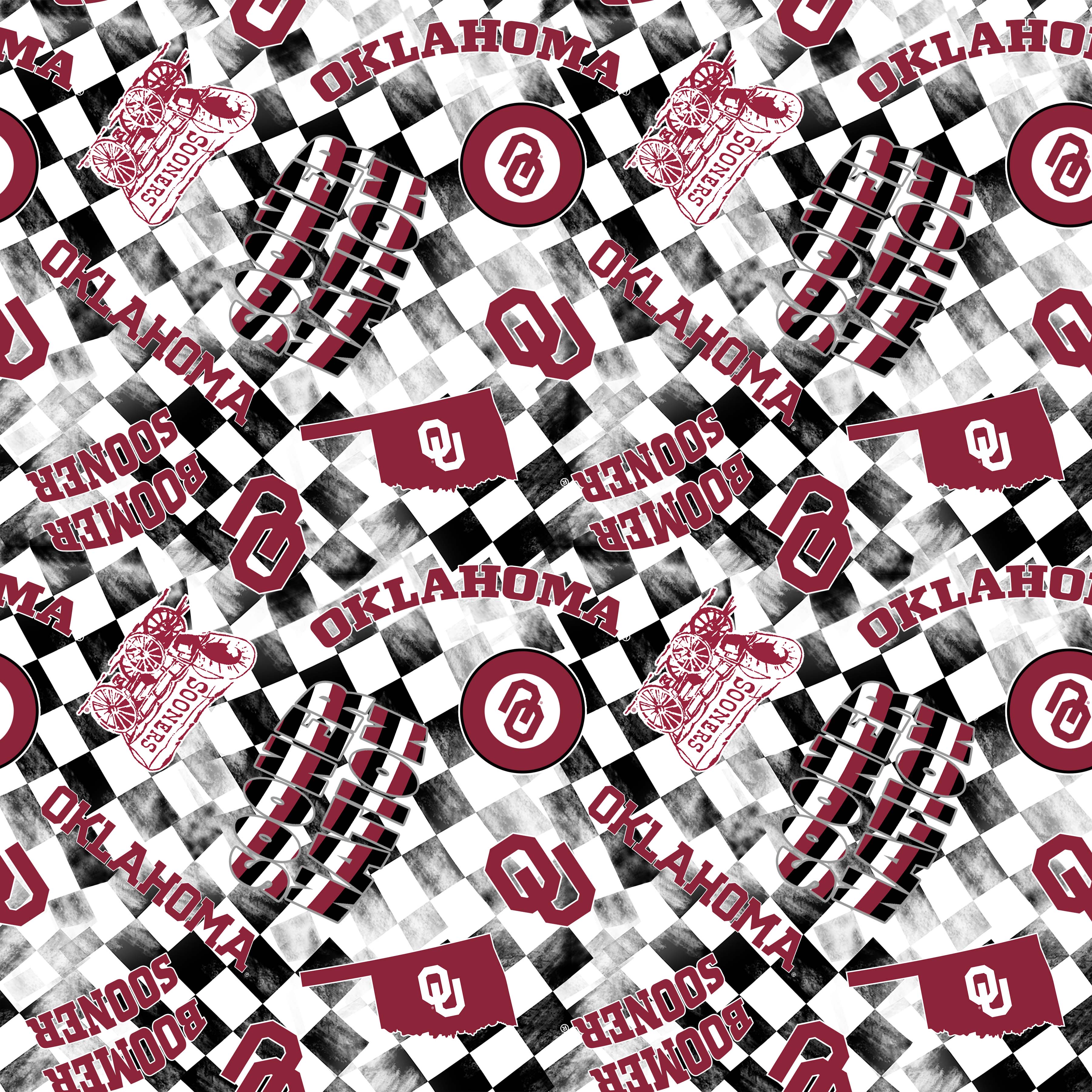 Oklahoma Sooners NCAA College Checks White Sykel Enterprises Canvas Du ...