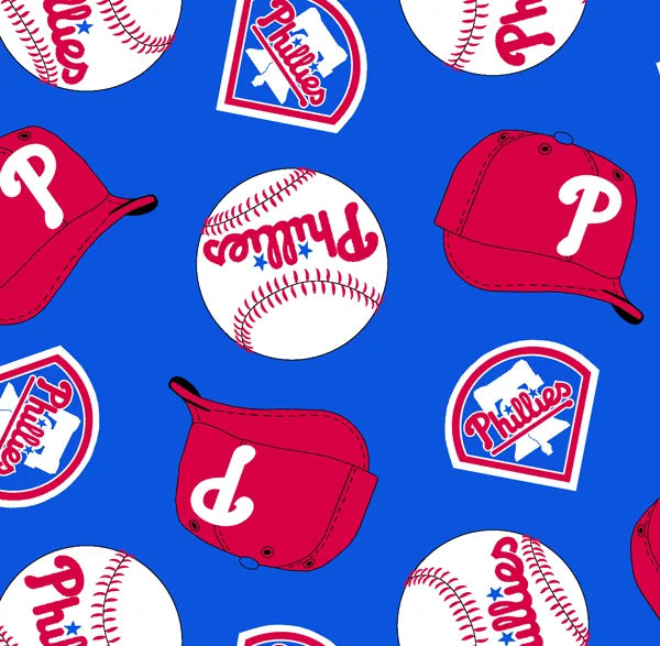 Philadelphia Phillies MLB Baseball All Over Blue Fabric Traditions Pol ...