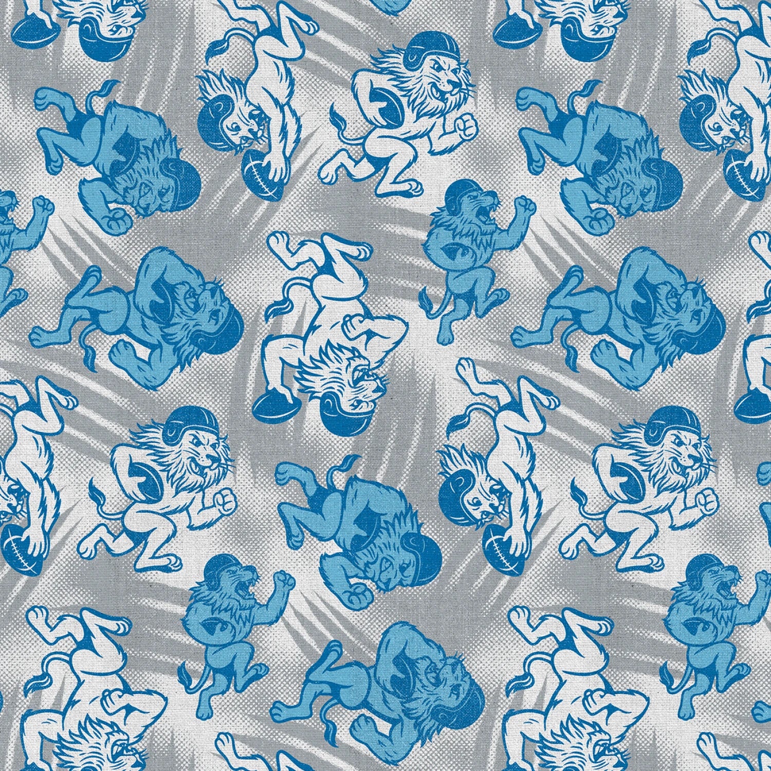 Pride of Detroit Lion Players Blue Grey Paintbrush Studios Cotton Fabr ...