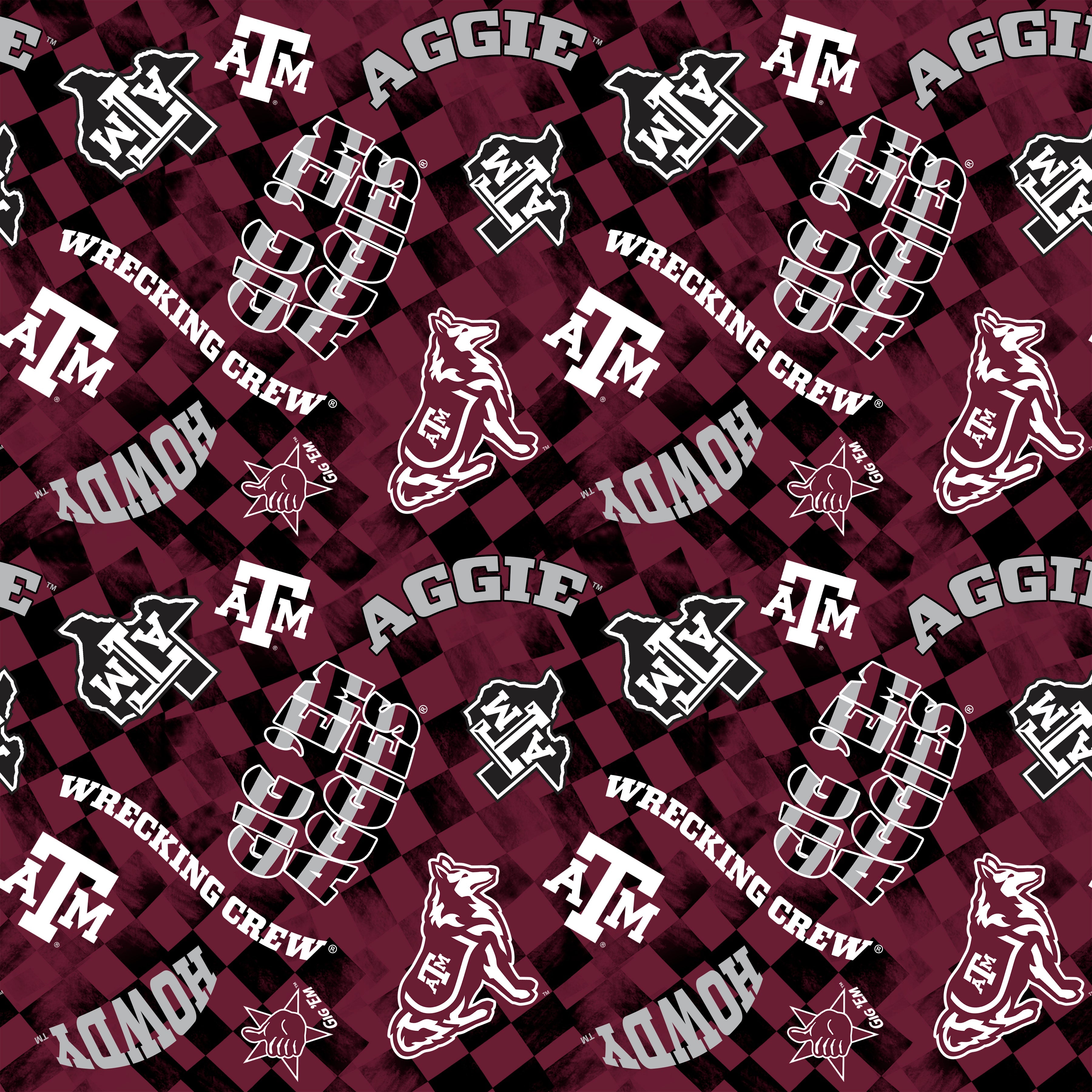 Texas A&M Aggies NCAA College Checks Wine Sykel Enterprises Canvas Duc ...