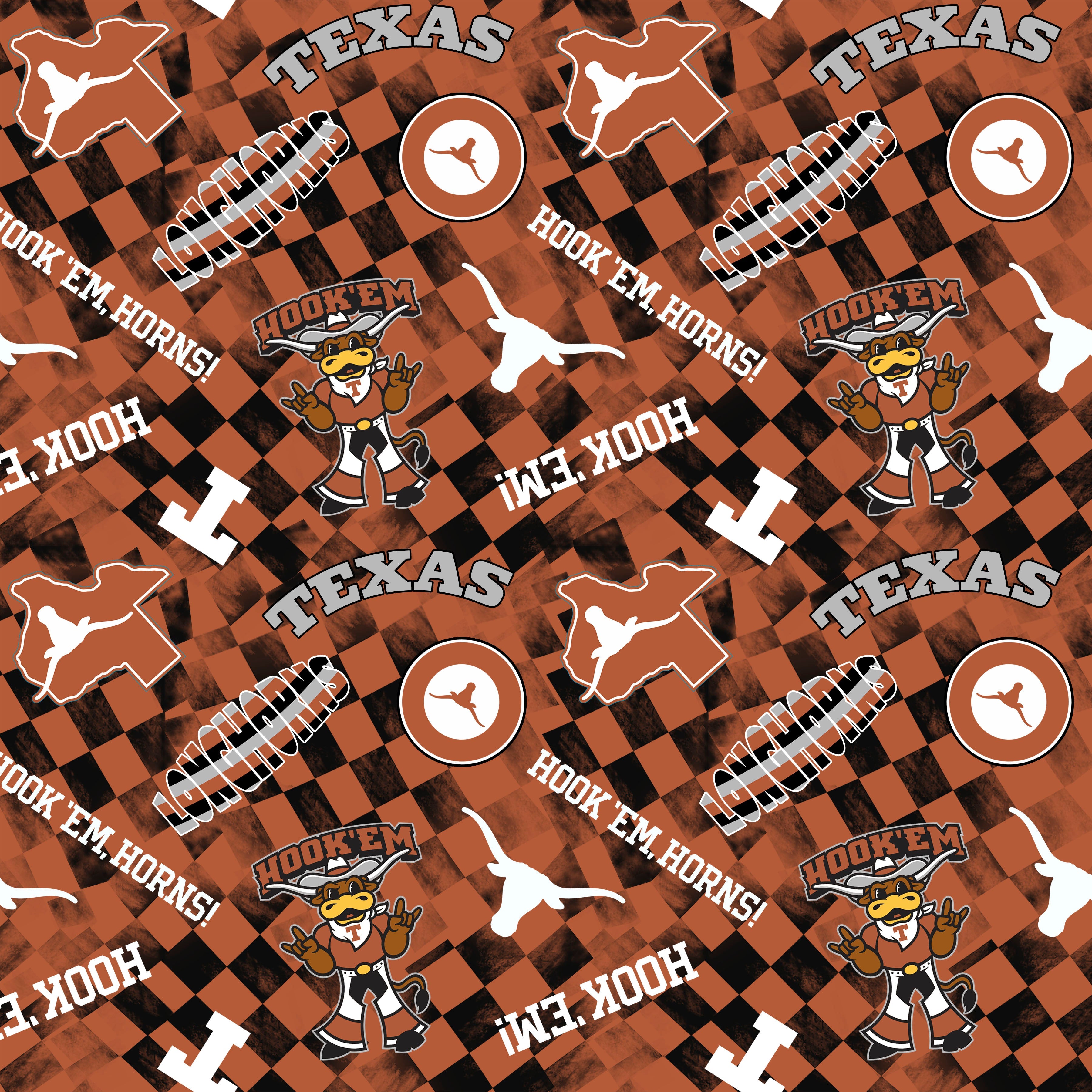 Texas Longhorns NCAA College Checks Rust Sykel Enterprises Canvas Duck ...