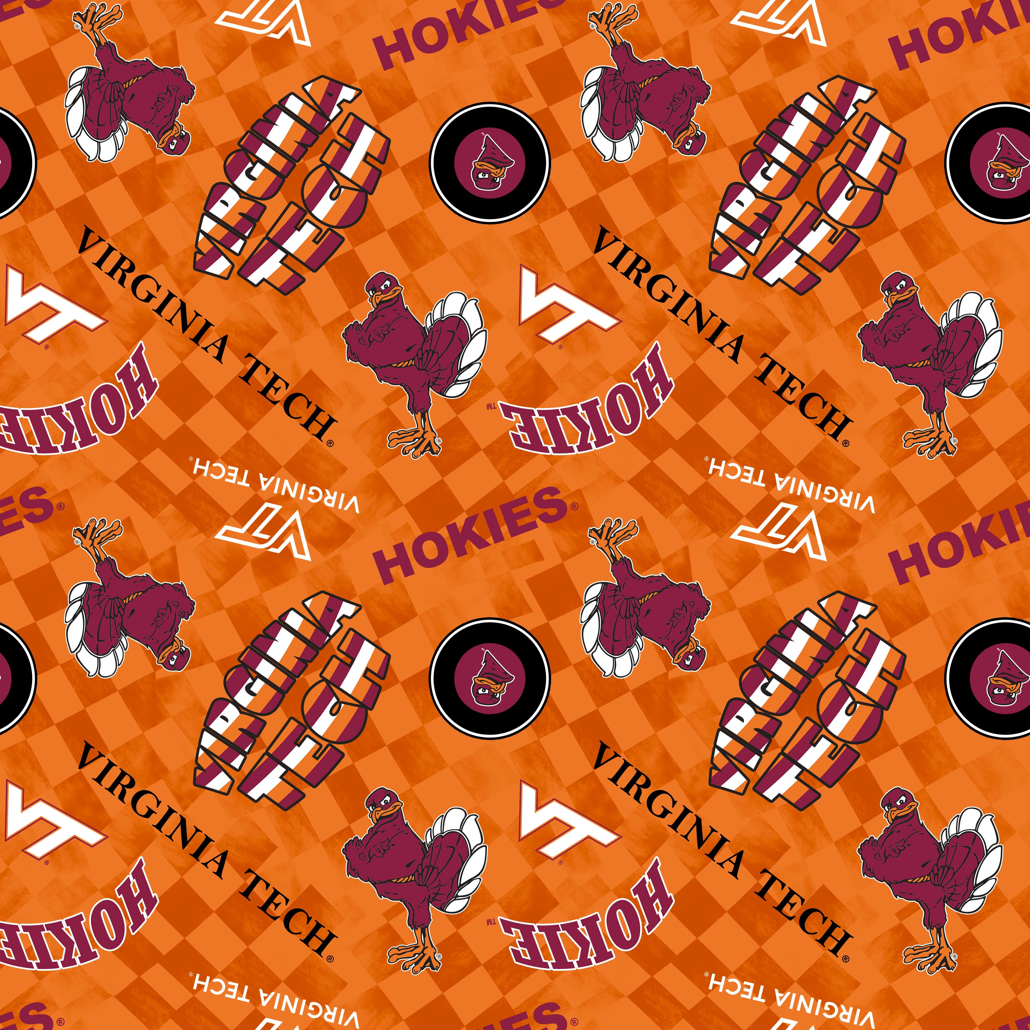 Virginia Tech Hokies NCAA College Checks Orange Sykel Enterprises Canv ...