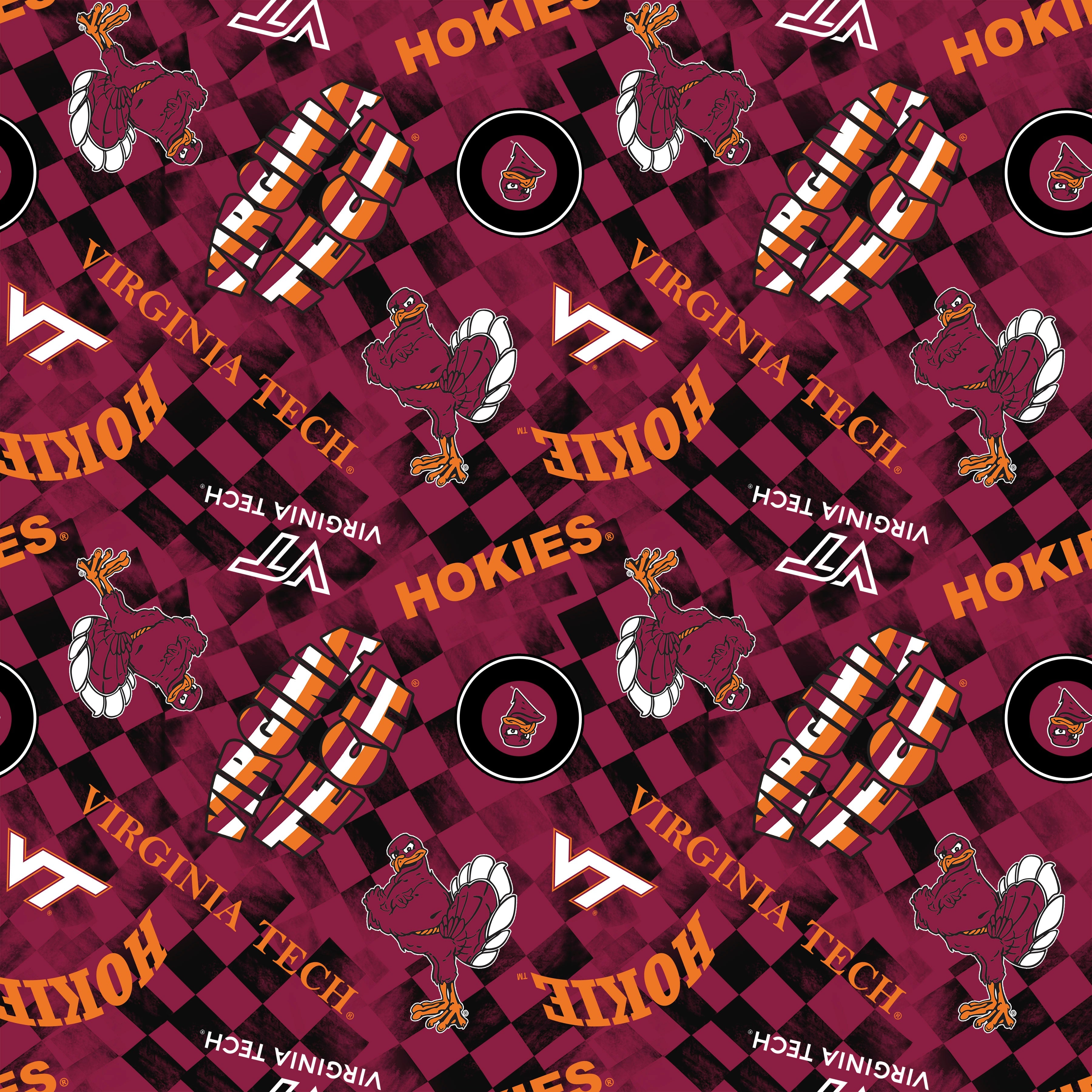 Virginia Tech Hokies NCAA College Checks Wine Sykel Enterprises Canvas ...