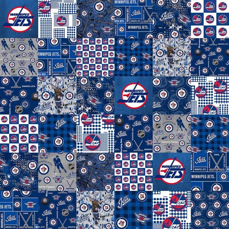 Winnipeg Jets NHL Hockey Cheater Quilt Patchwork Sykel Enterprises Cot ...