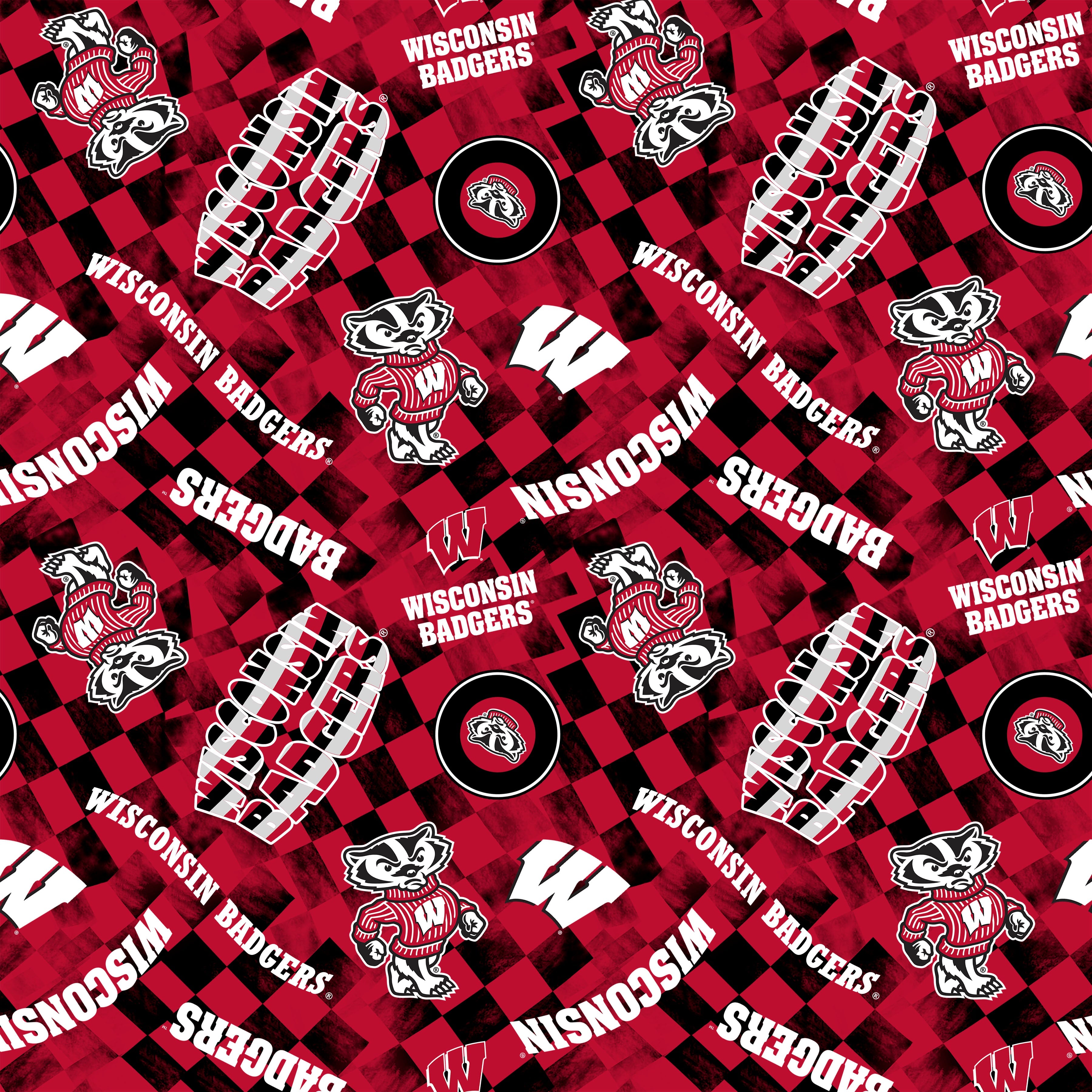 Wisconsin Badgers NCAA College Checks Red Sykel Enterprises Canvas Duc ...